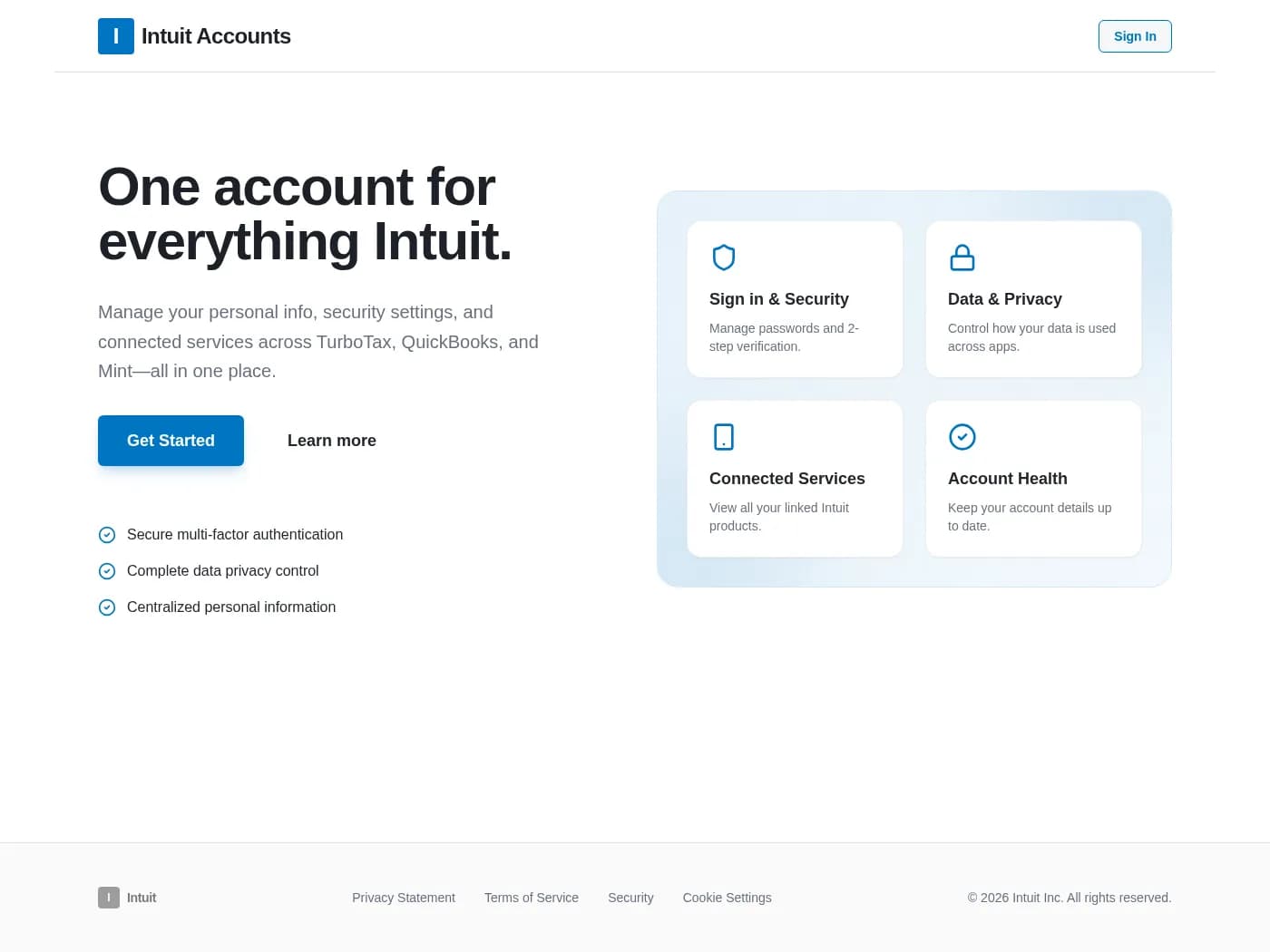Intuit Account Portal