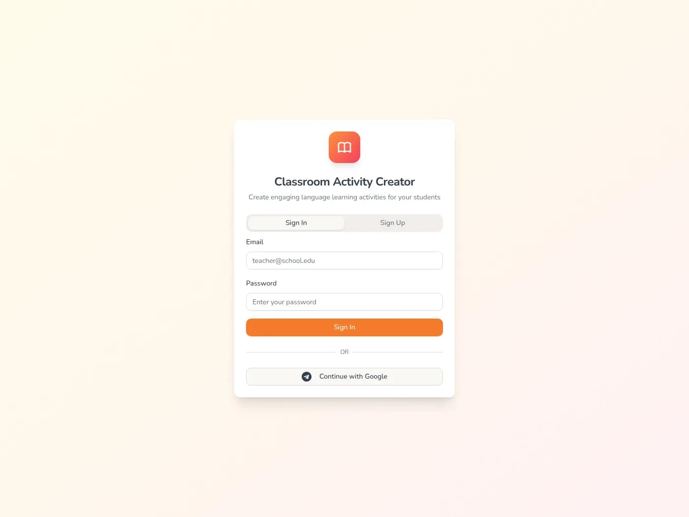Classroom Activity Creator
