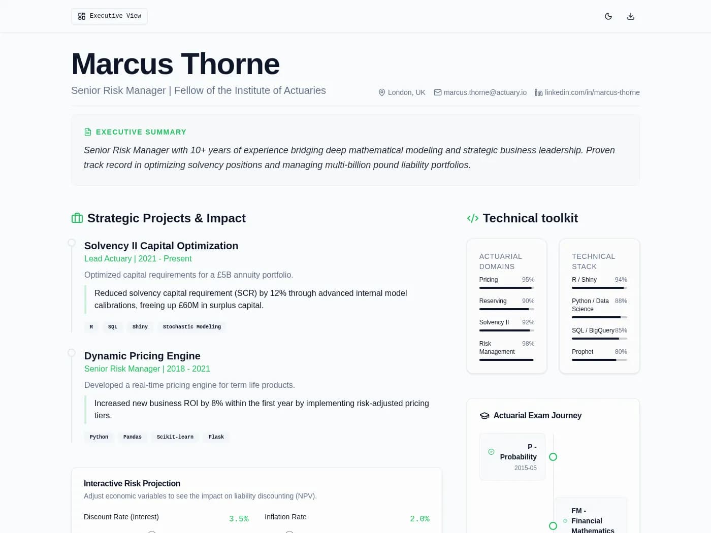 Actuary Interactive CV