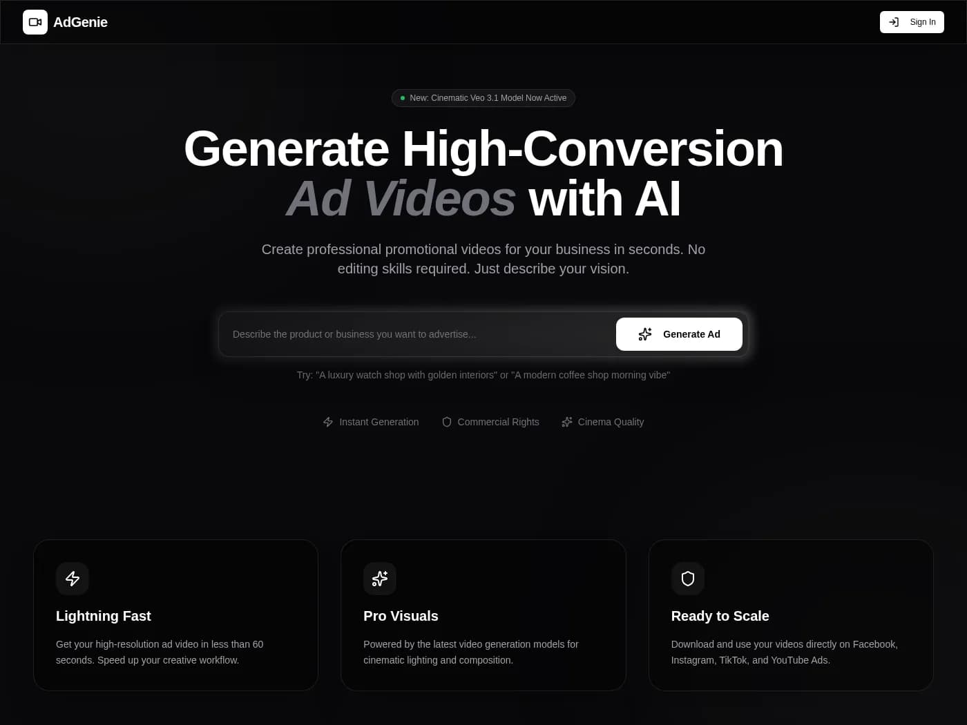 Ad Video Landing
