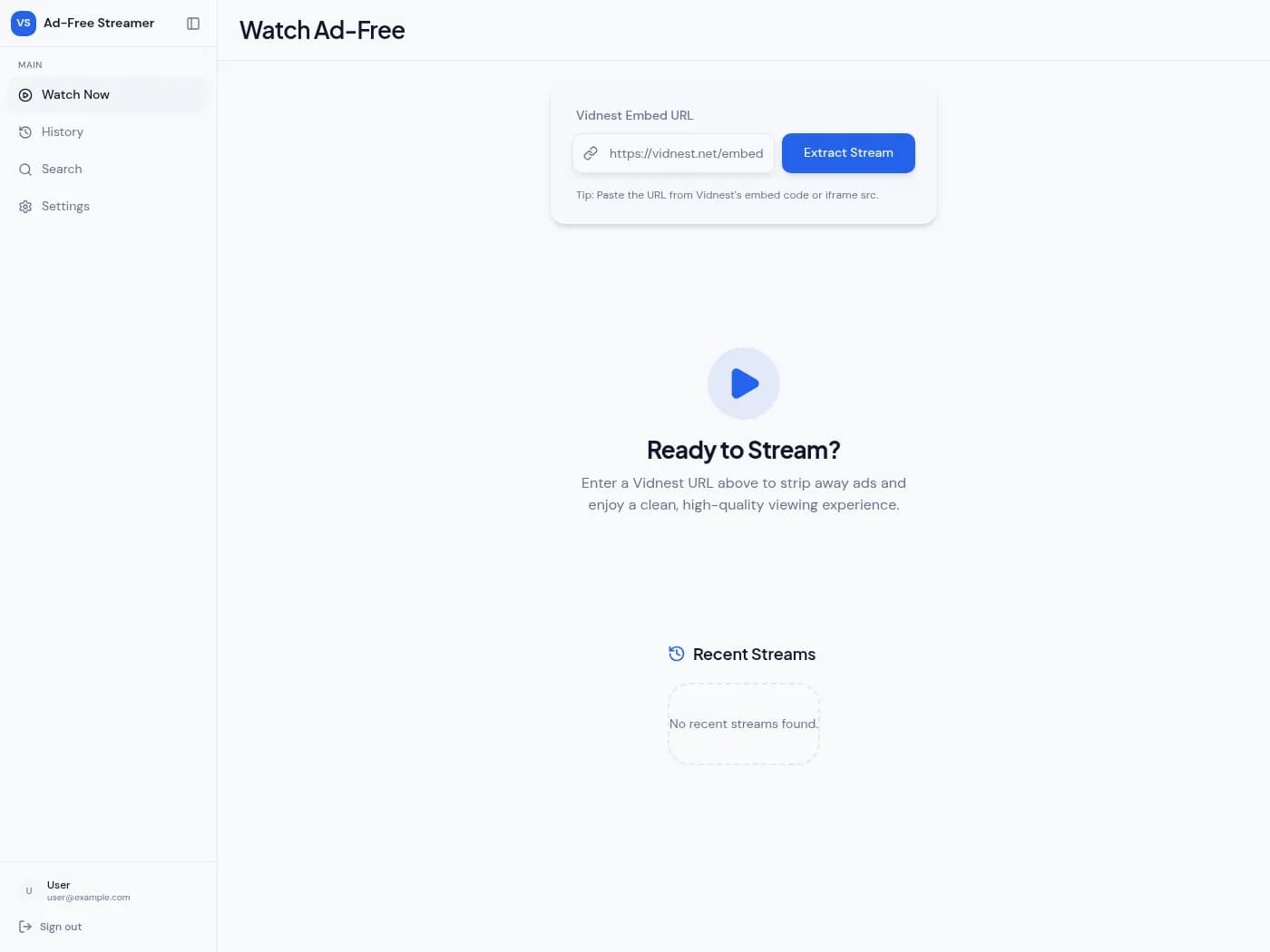 Ad-Free Video Streamer