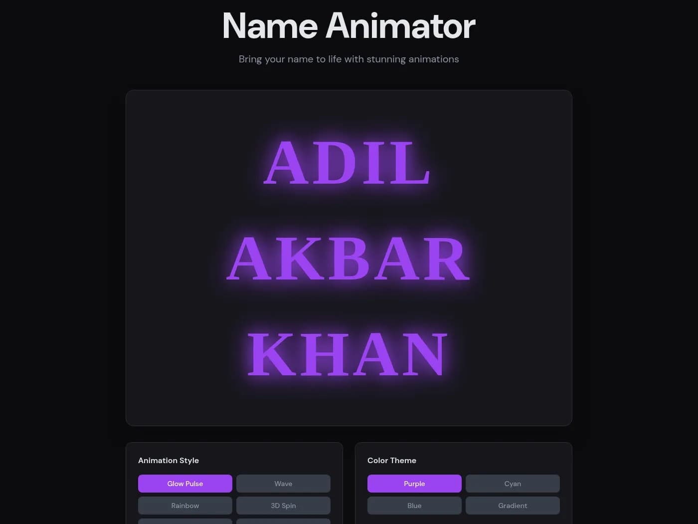 Adil Name Animator
