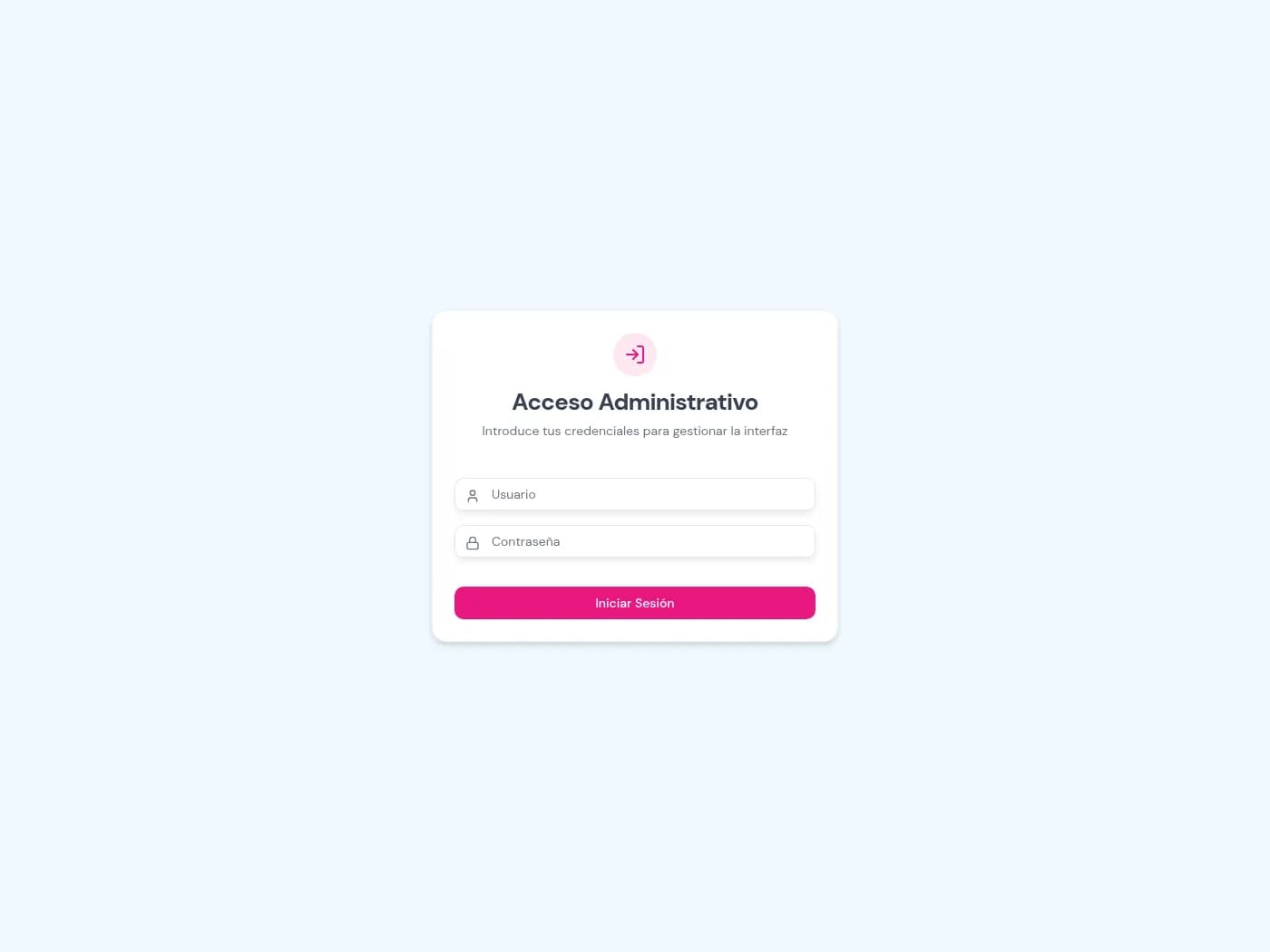 Admin Login Interface