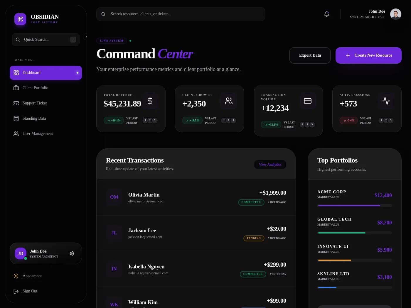 Modern Admin Sidebar