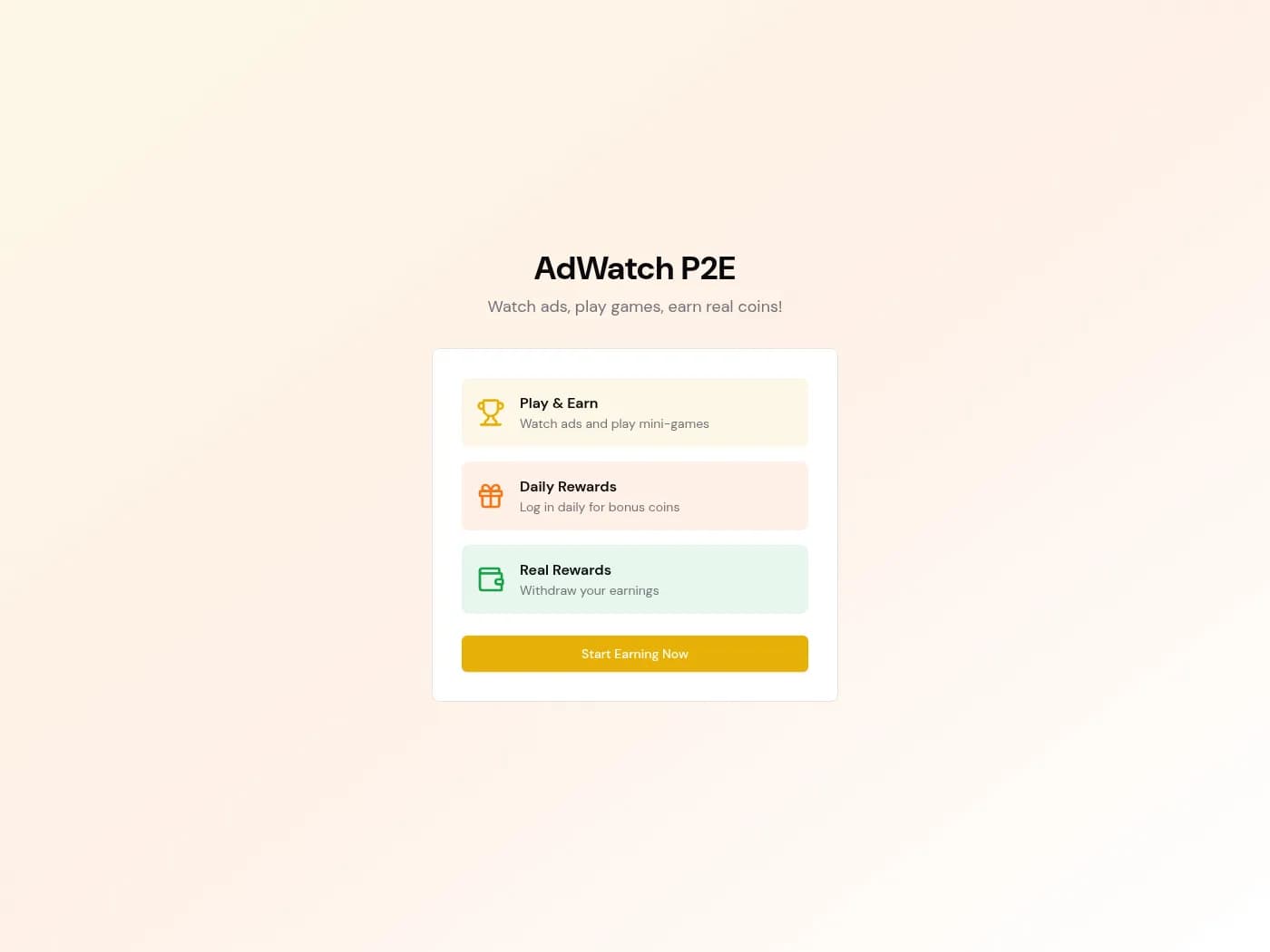 AdWatch Play2Earn Game