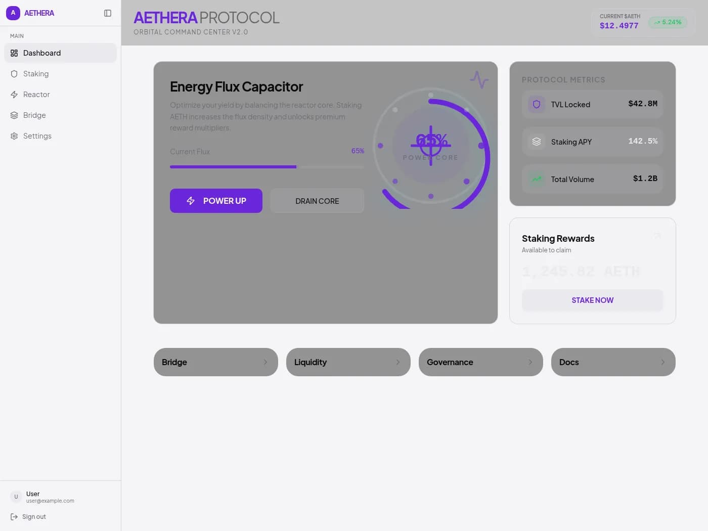 Aethera DeFi Dashboard