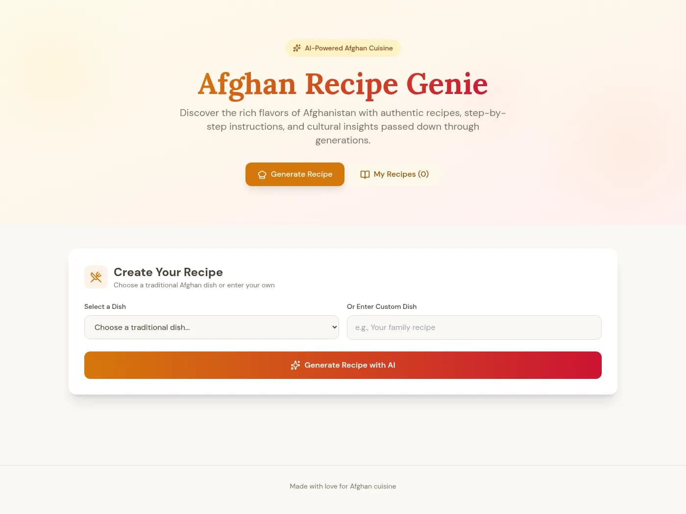 Afghan Recipe Genie