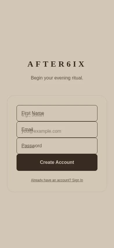 AfterSix Evening Ritual App