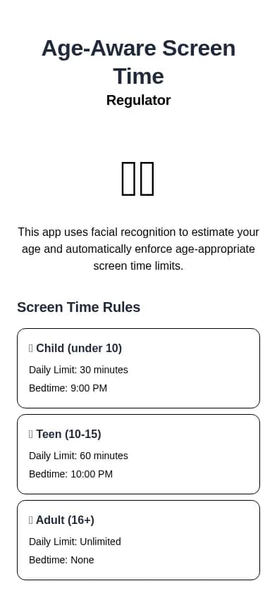 Age-Aware Screen Time App
