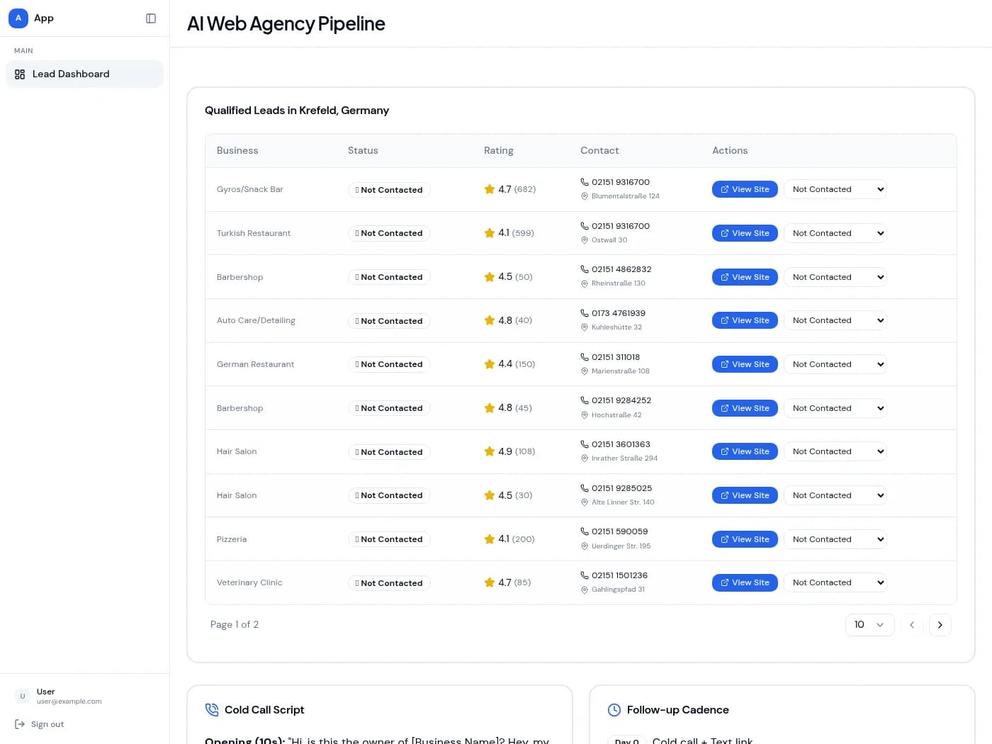 Auto Web Agency Pipeline