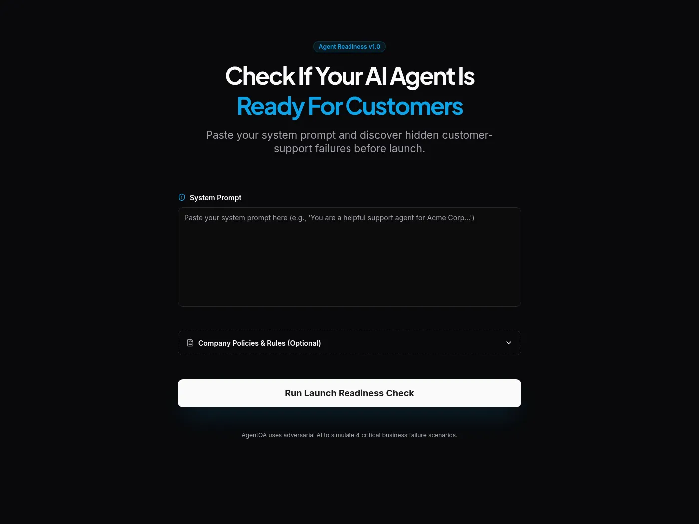 AgentQA Launch Readiness