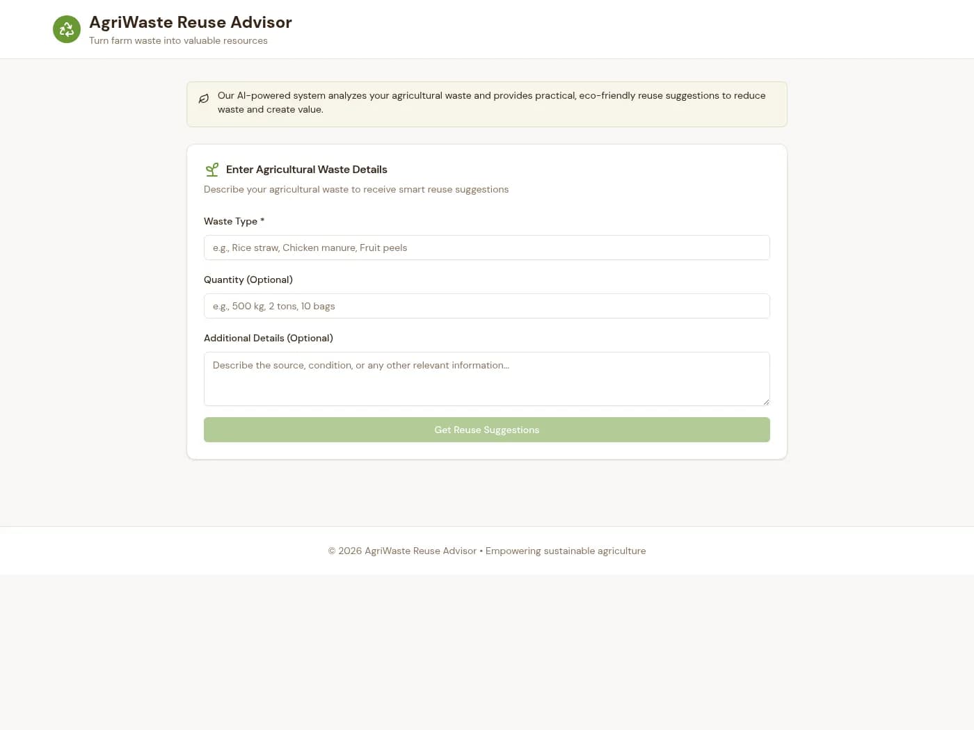 AgriWaste Reuse Advisor