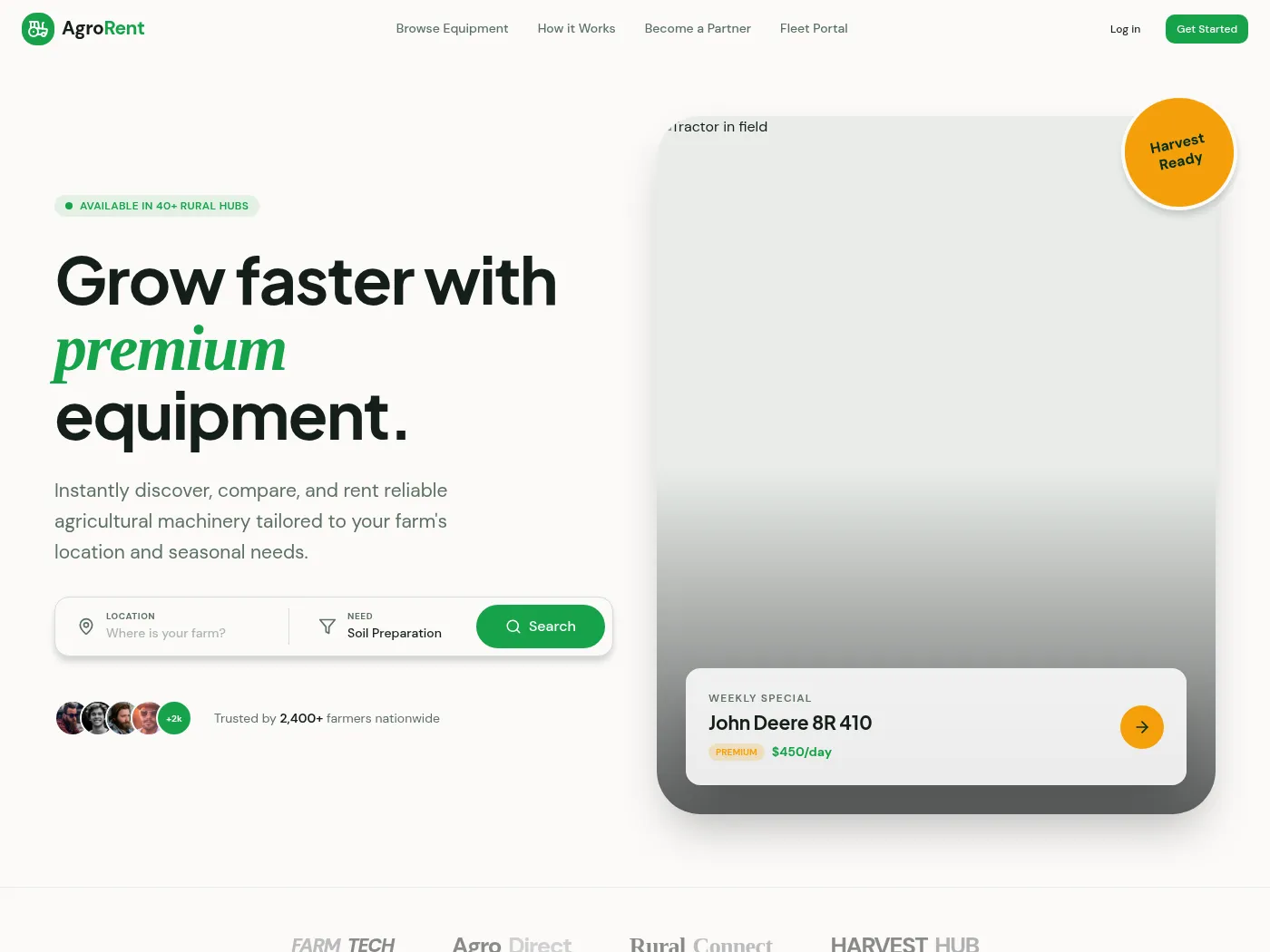 AgroRent Landing Page