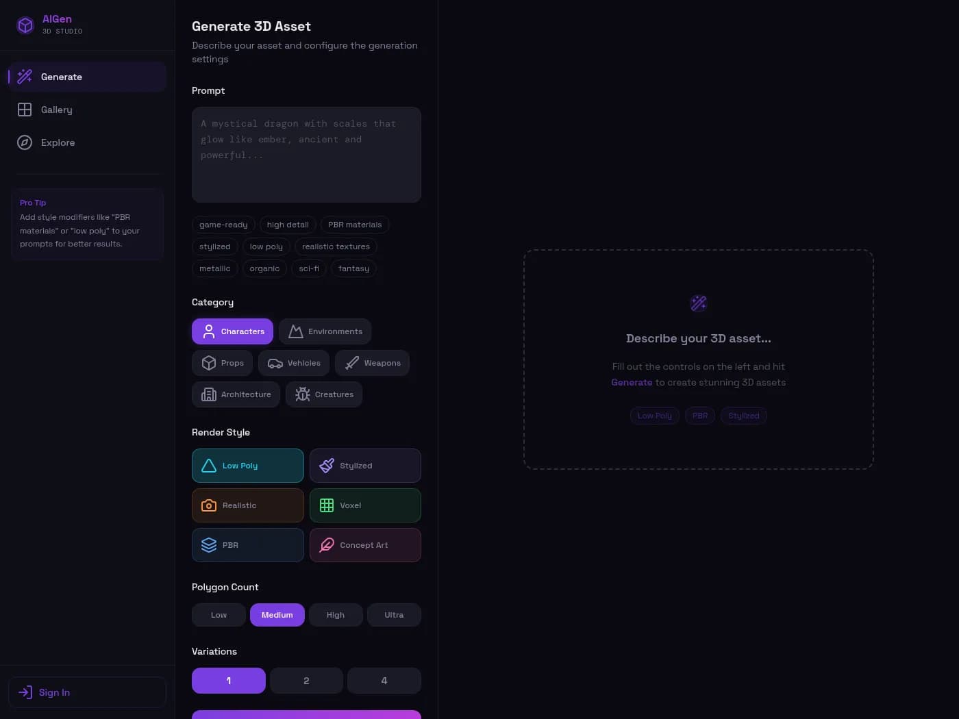 AIGen 3D Asset Studio