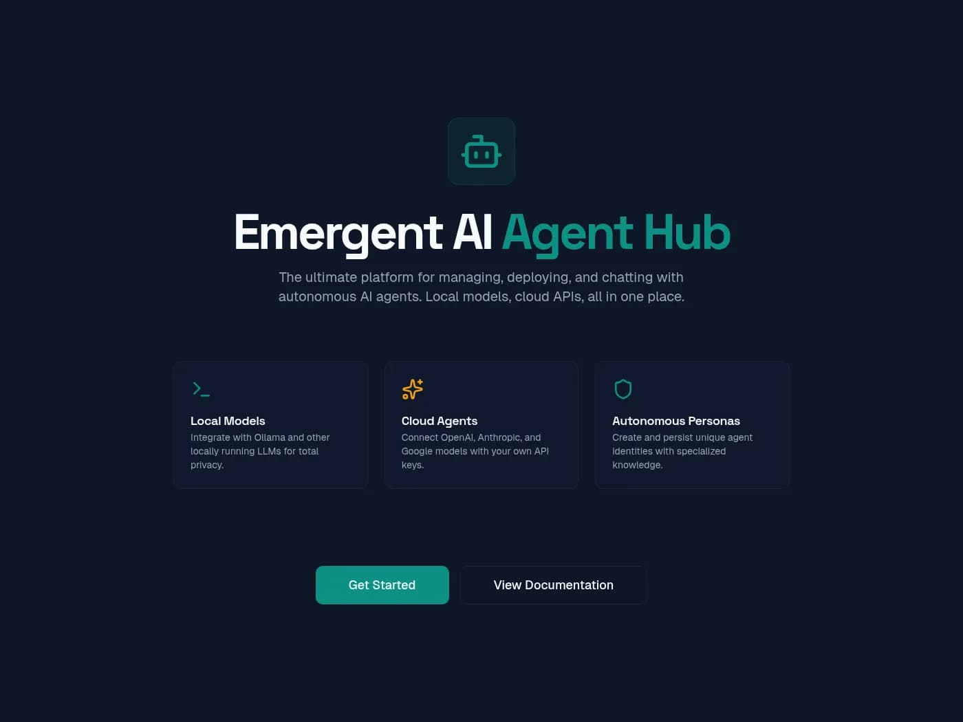 Emergent AI Agent Hub
