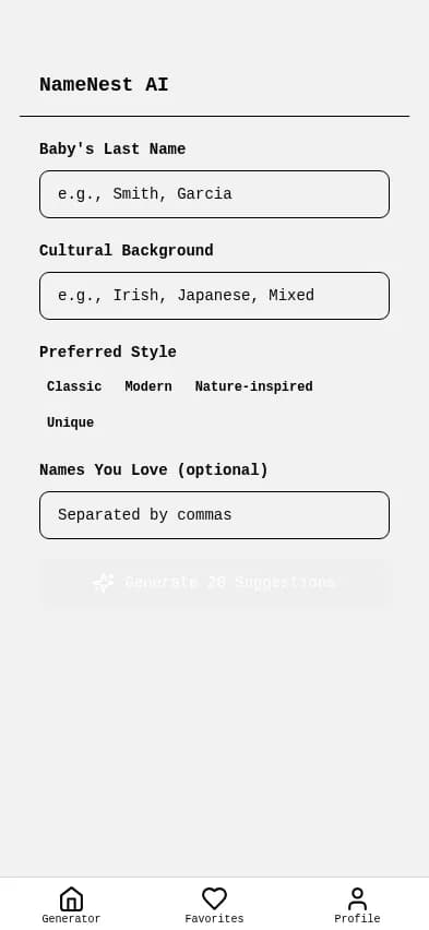 NameNest AI Mobile
