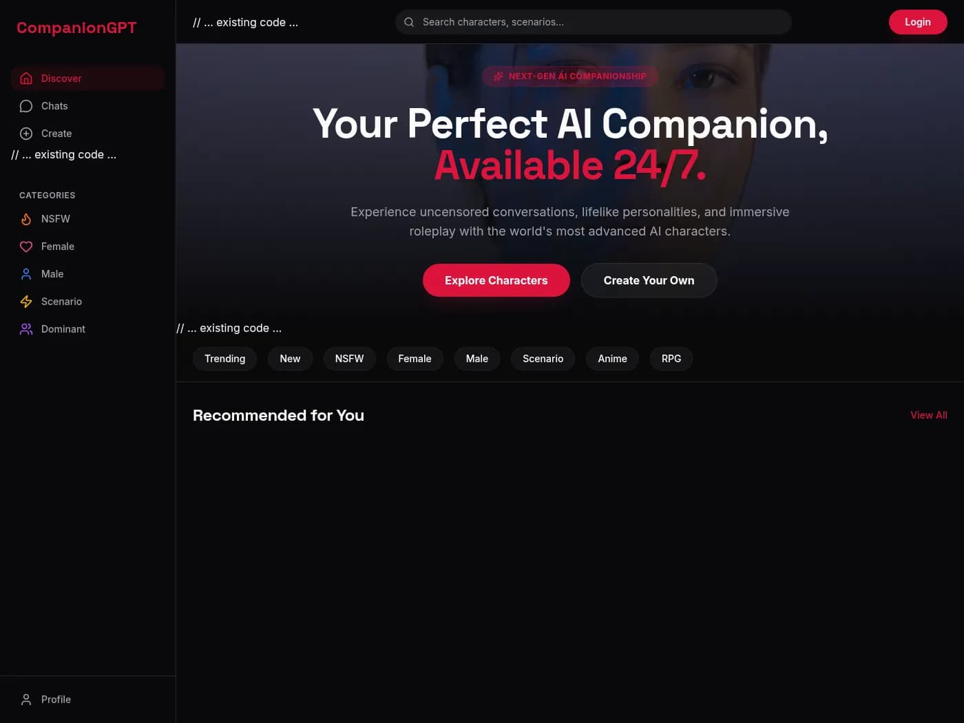 AI Companion Web Clone