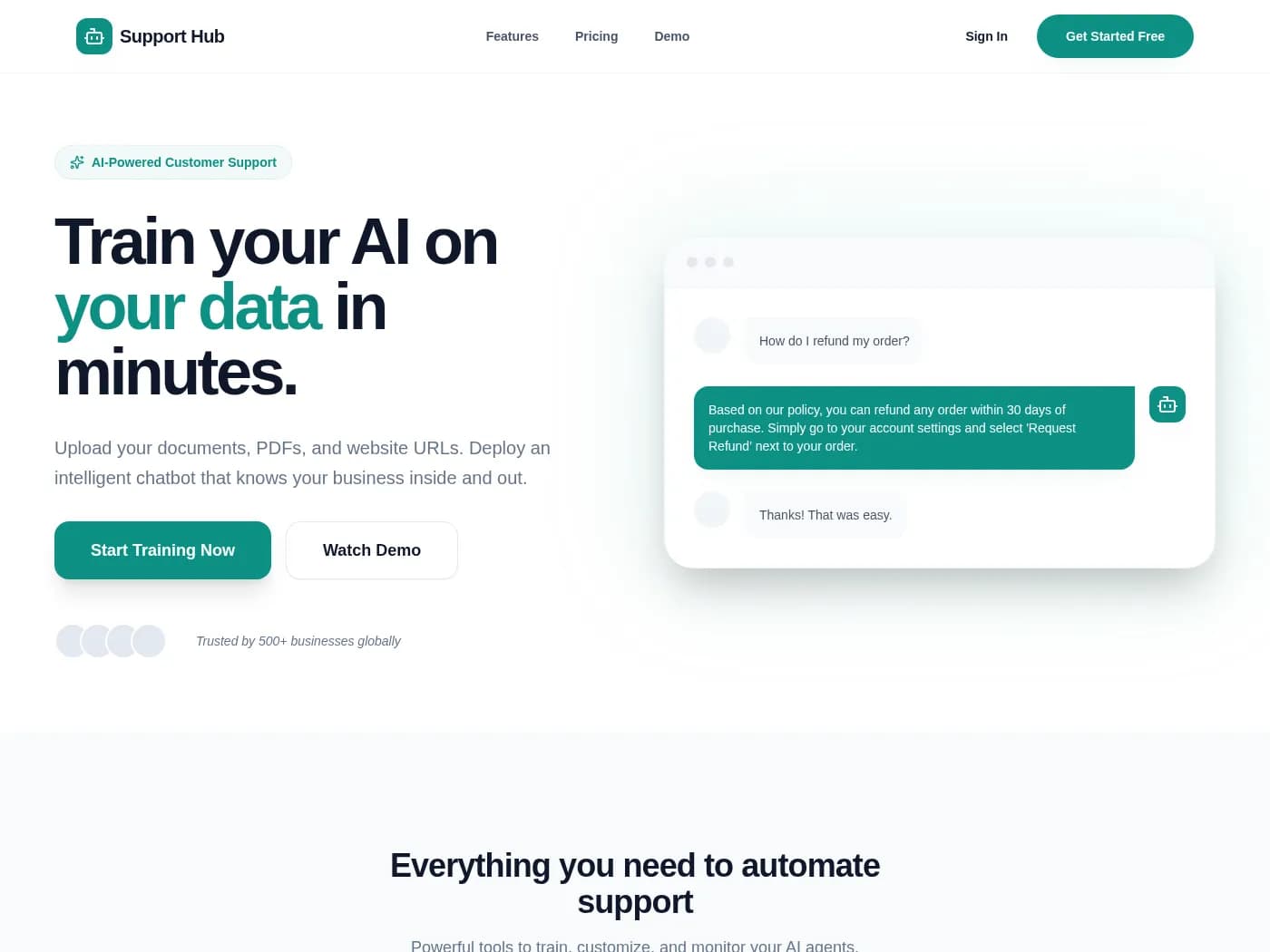 AI Support Bot Hub