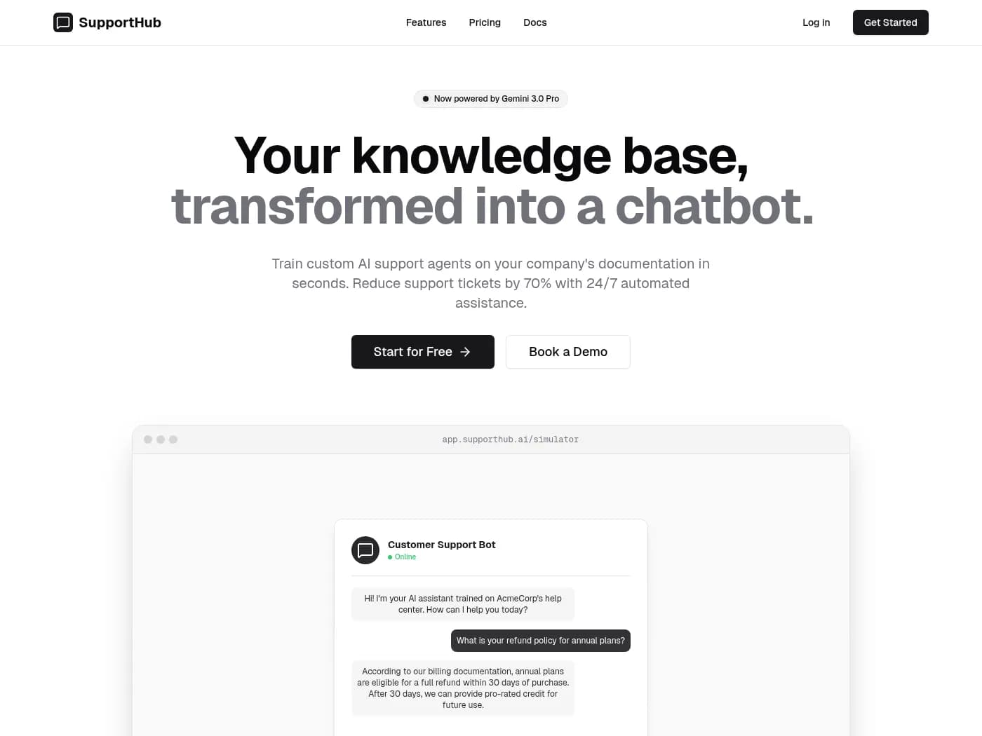AI Support Chatbot Hub