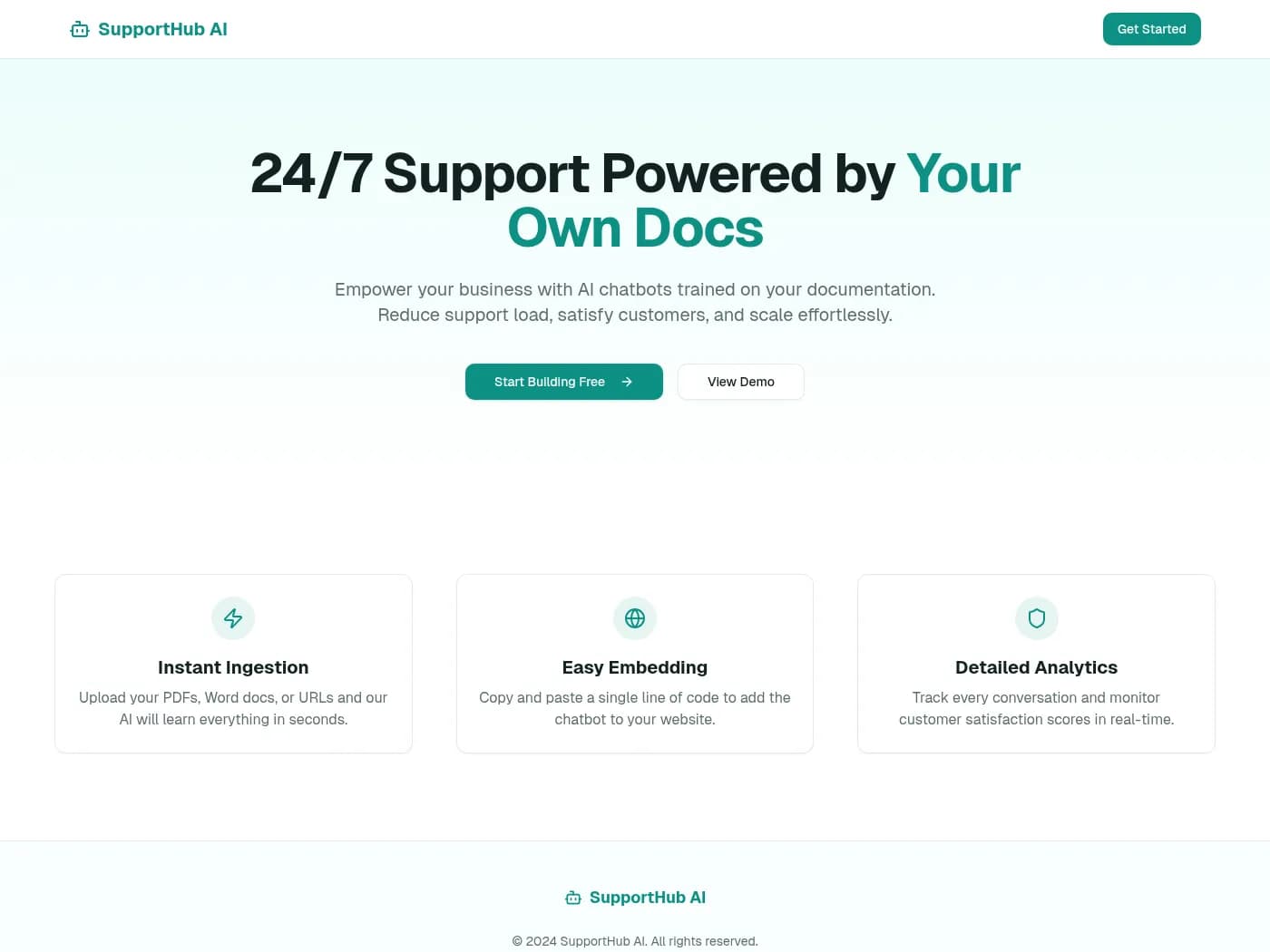 AI Support Chatbot Hub