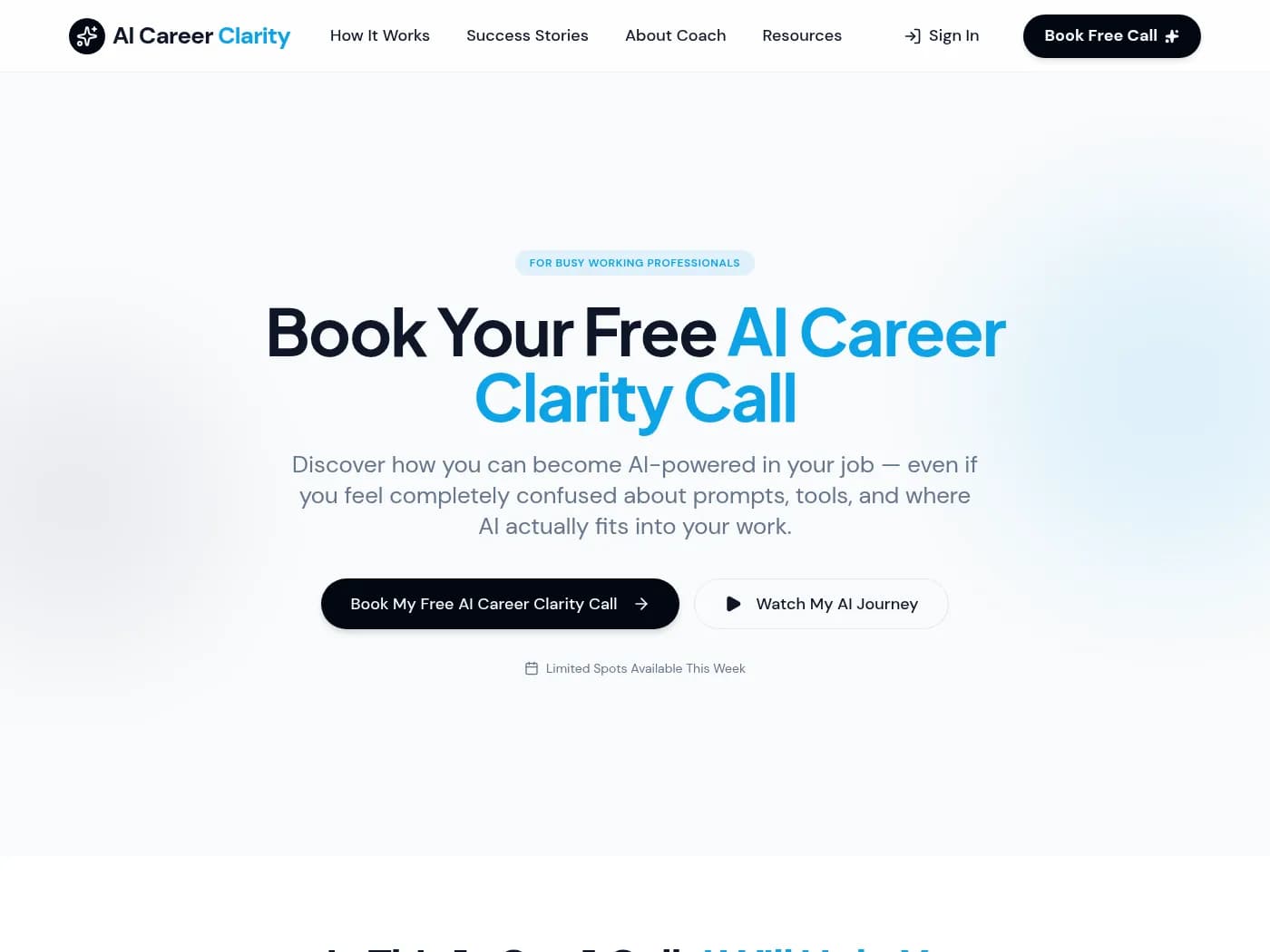 AI Clarity Call Landing