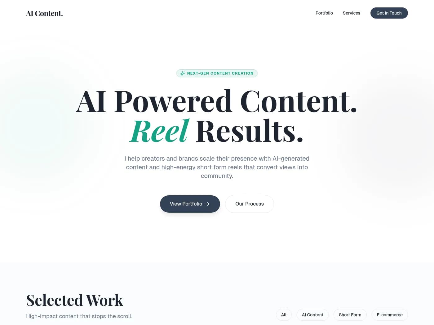 AI Content Portfolio Page