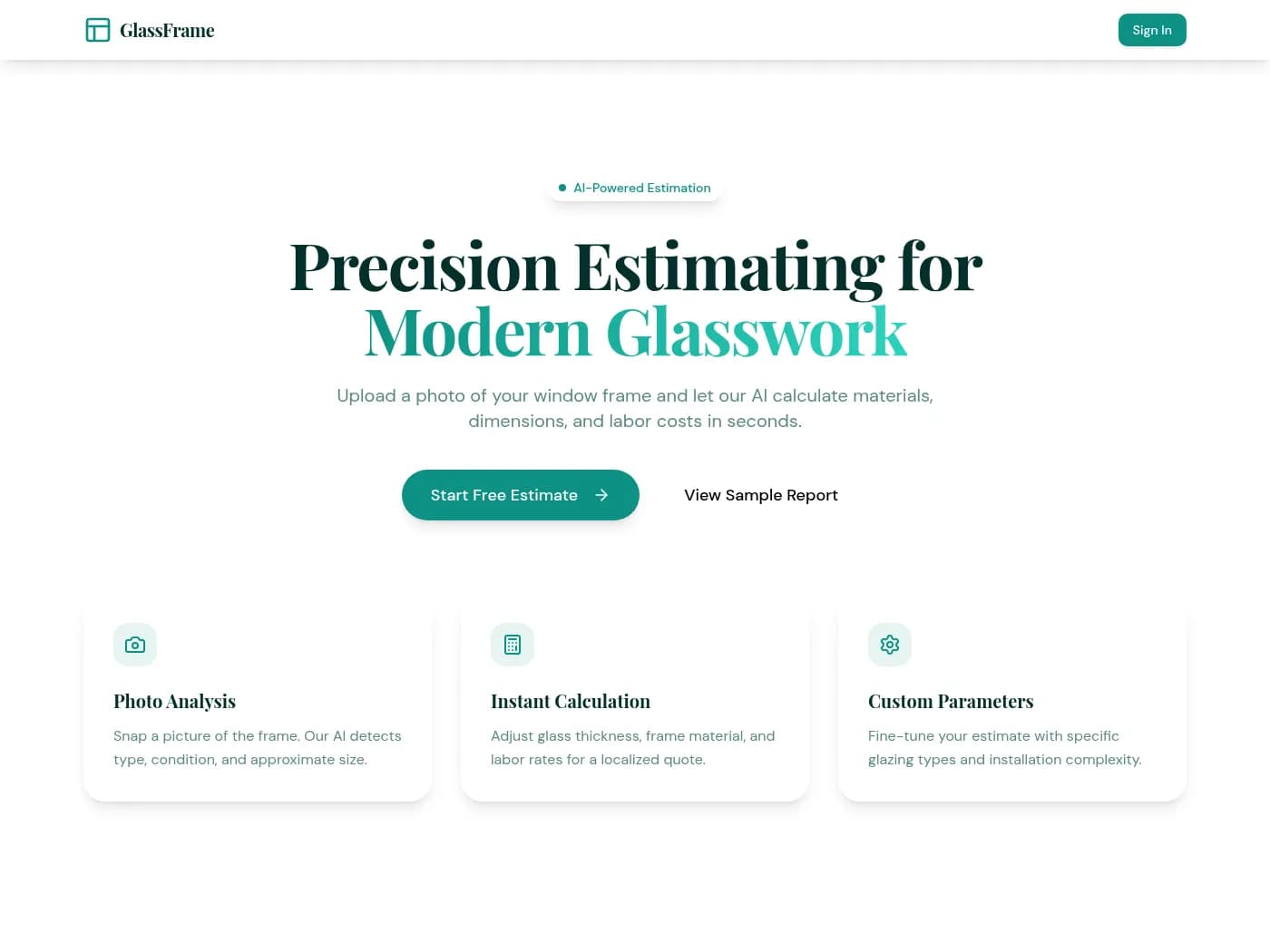 GlassFrame AI Estimator