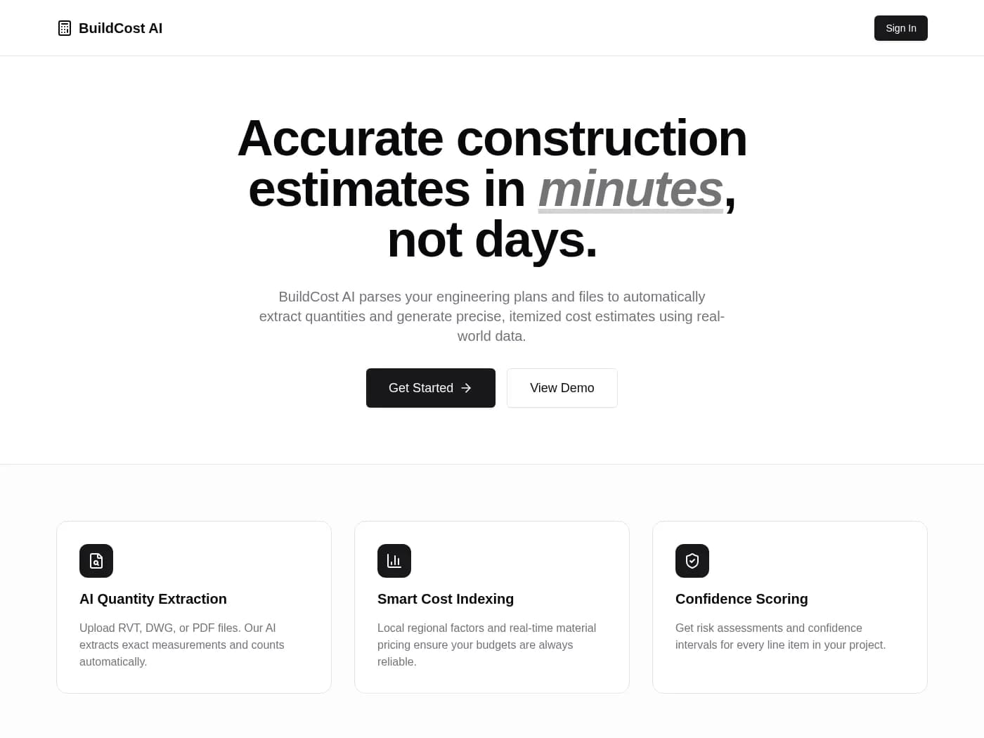 BuildCost AI Estimator