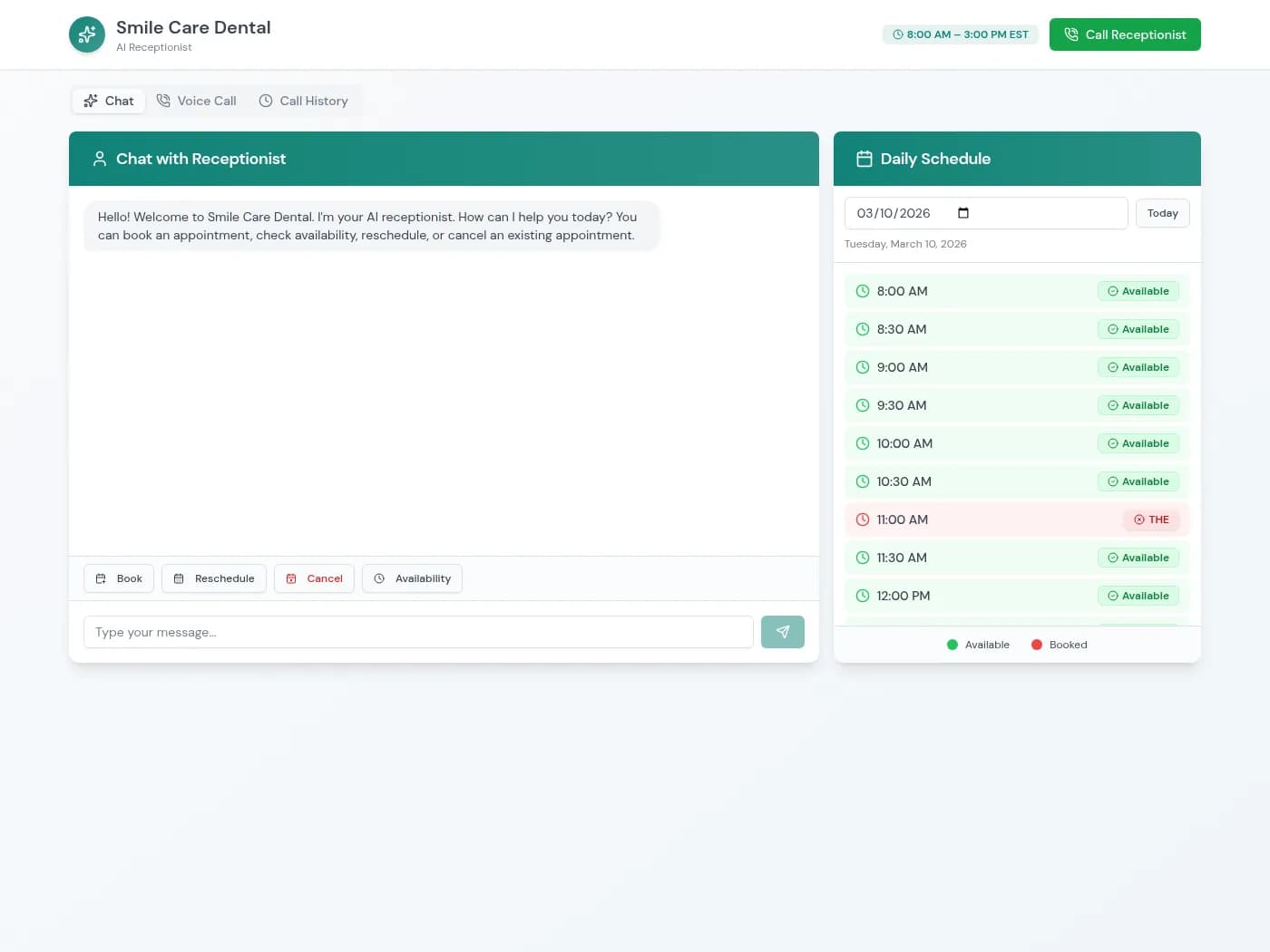 SmileCare AI Receptionist
