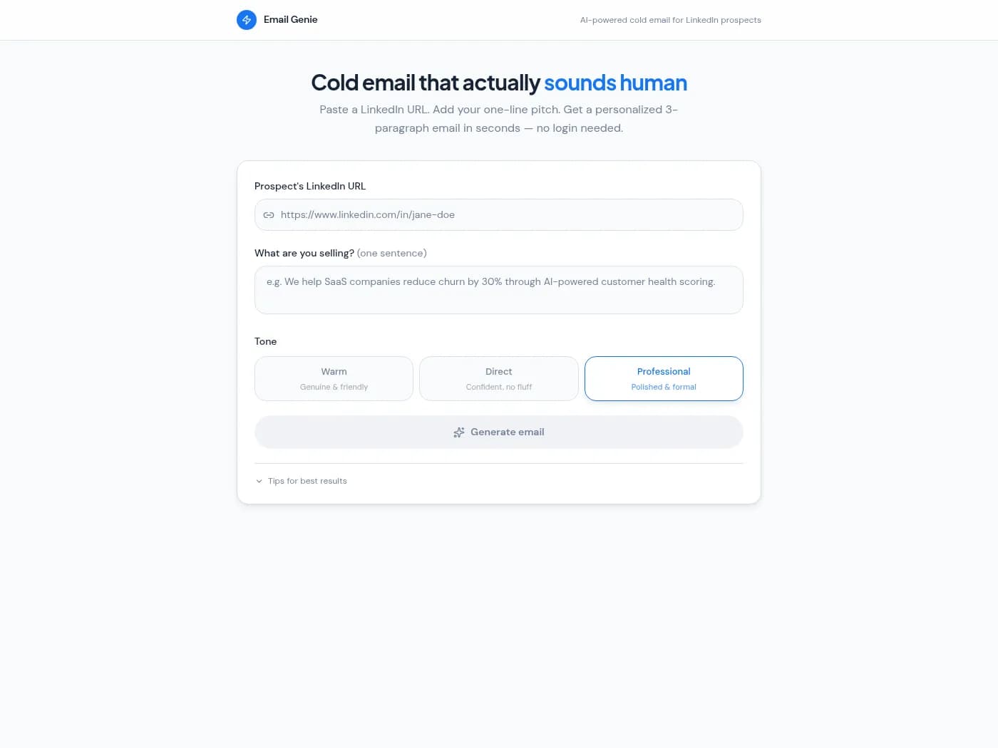 LinkedIn AI Email Genie