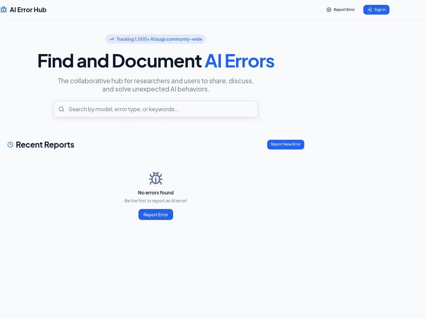 AI Error Search Hub