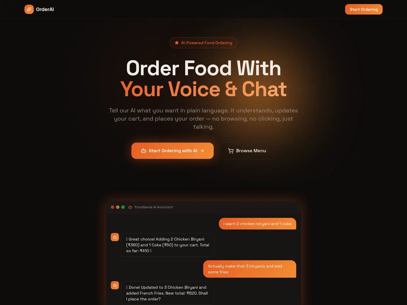 OrderAI Food Genie