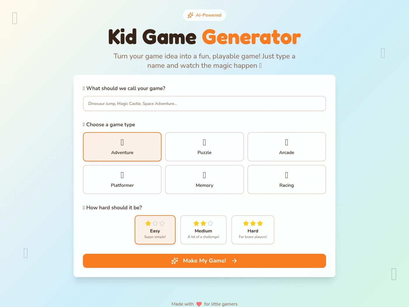 AI Kid Game Generator