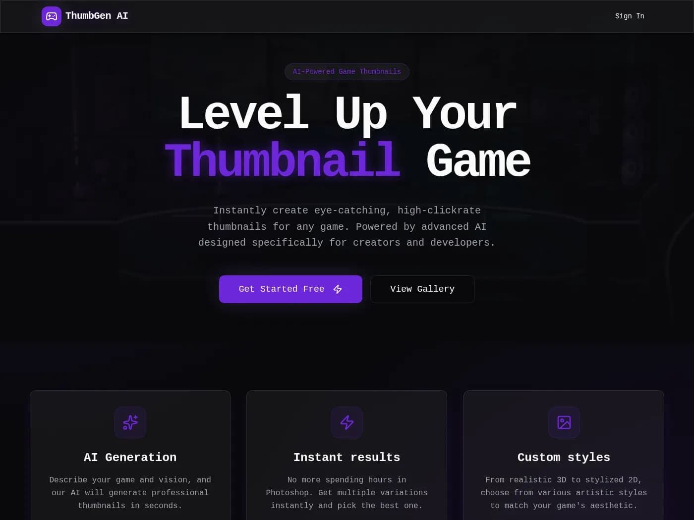 Game ThumbGen AI