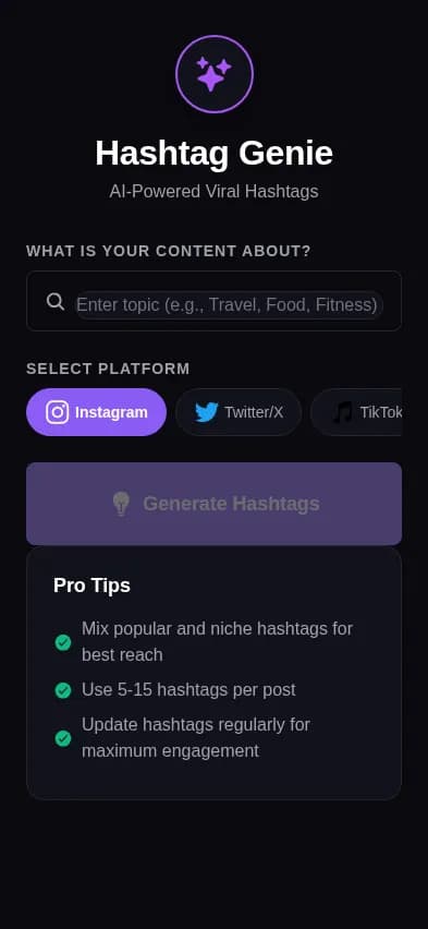 AI Hashtag Genie