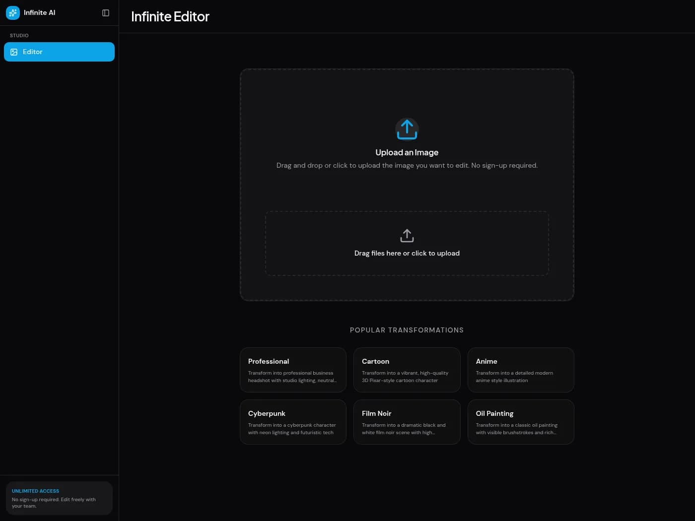 Infinite AI Image Editor