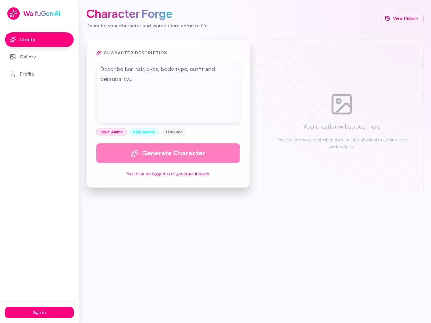 AI Character Image Creator