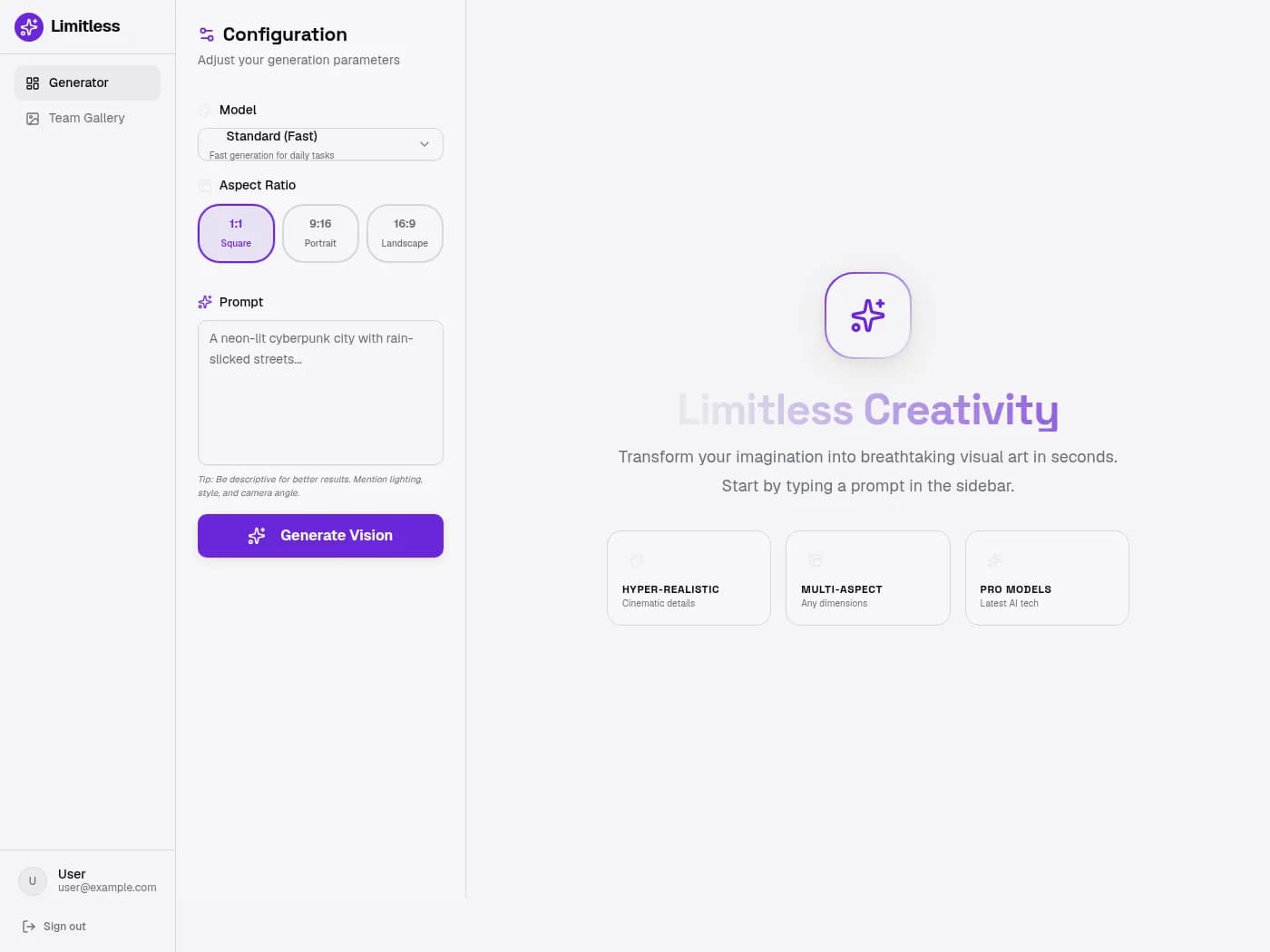 Limitless AI Image Generator