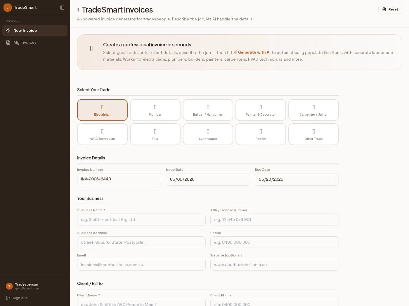 TradeSmart Invoices