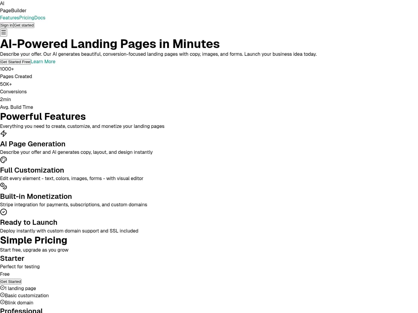 AI Landing Page Builder