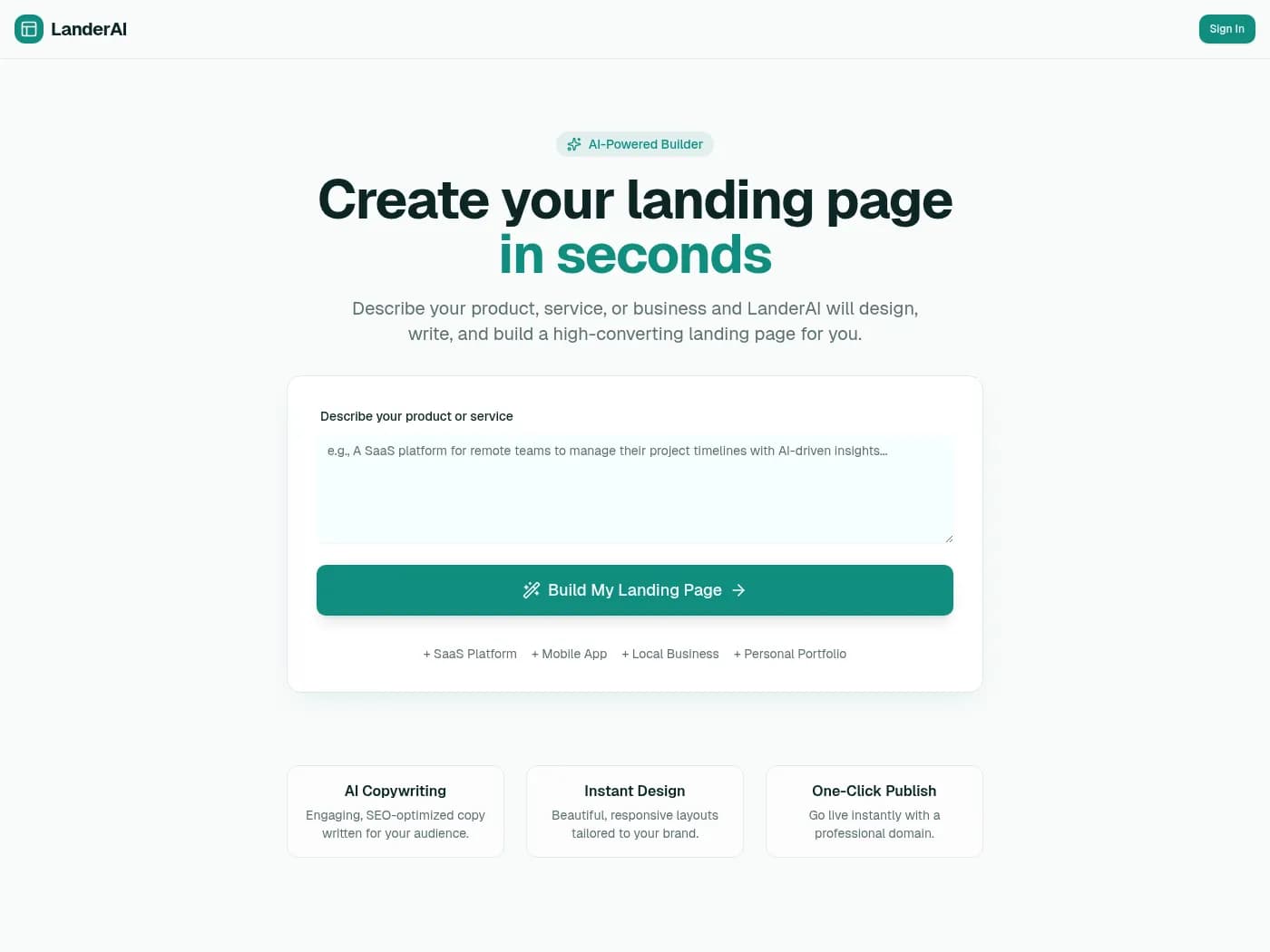 AI Landing Page Builder