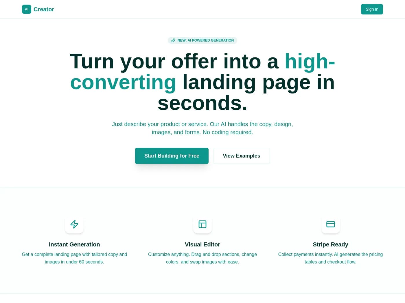 AI LandingPage Creator