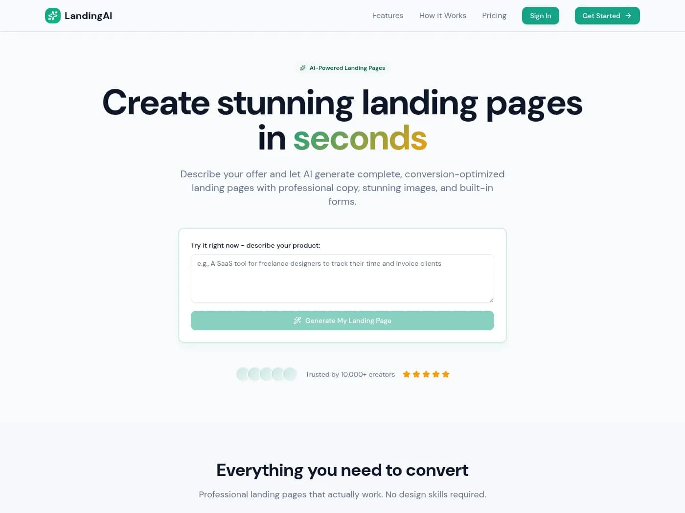 AI Landing Page Creator