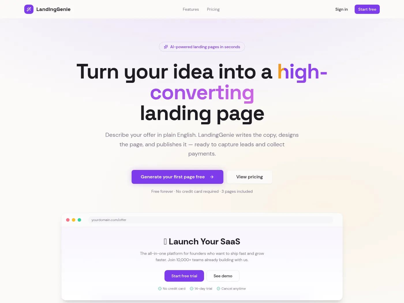 AI LandingPage Genie