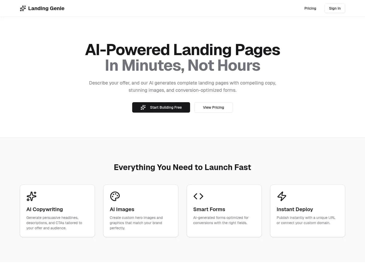 AI Landing Page Genie