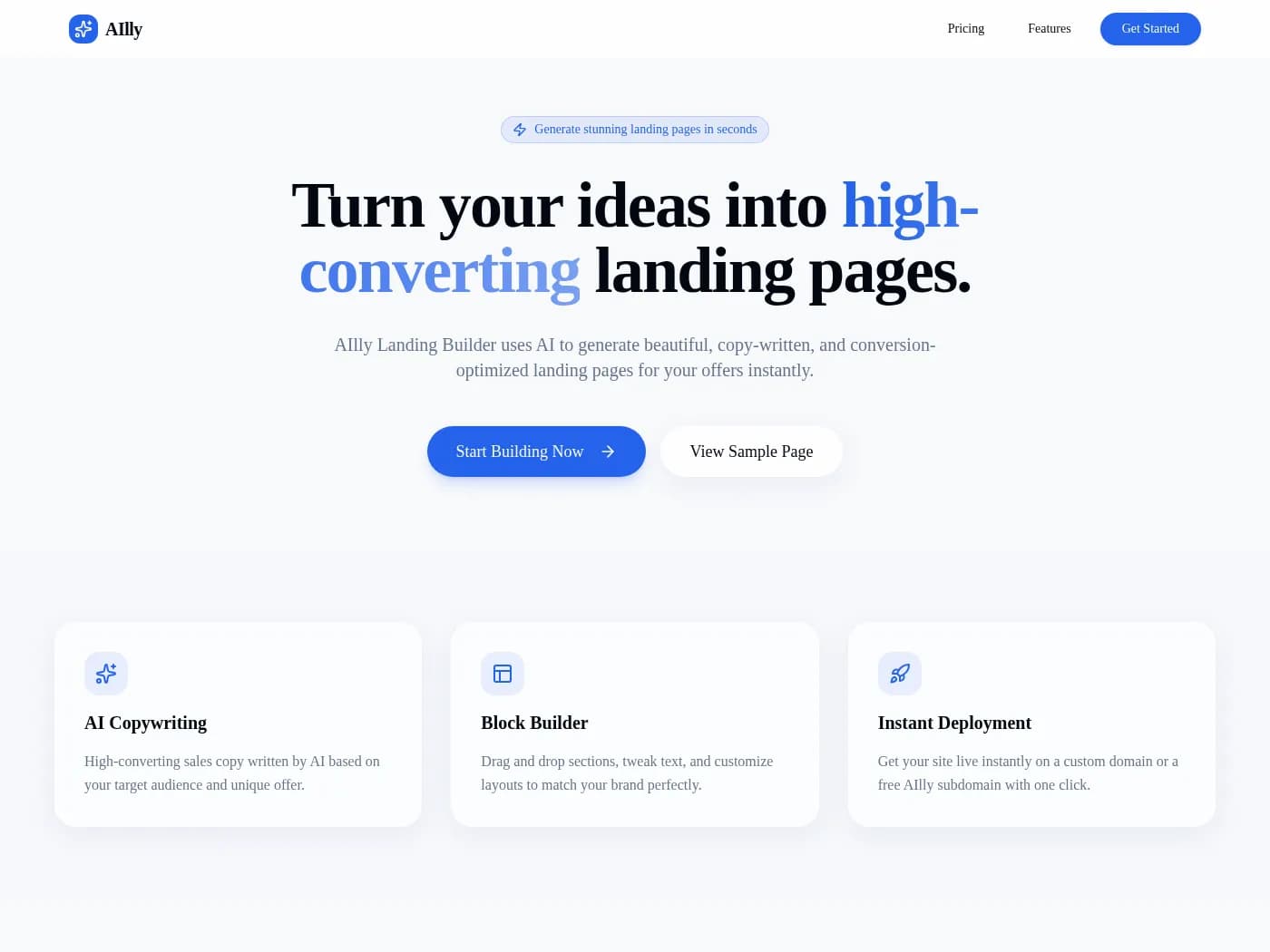 AIlly Landing Builder