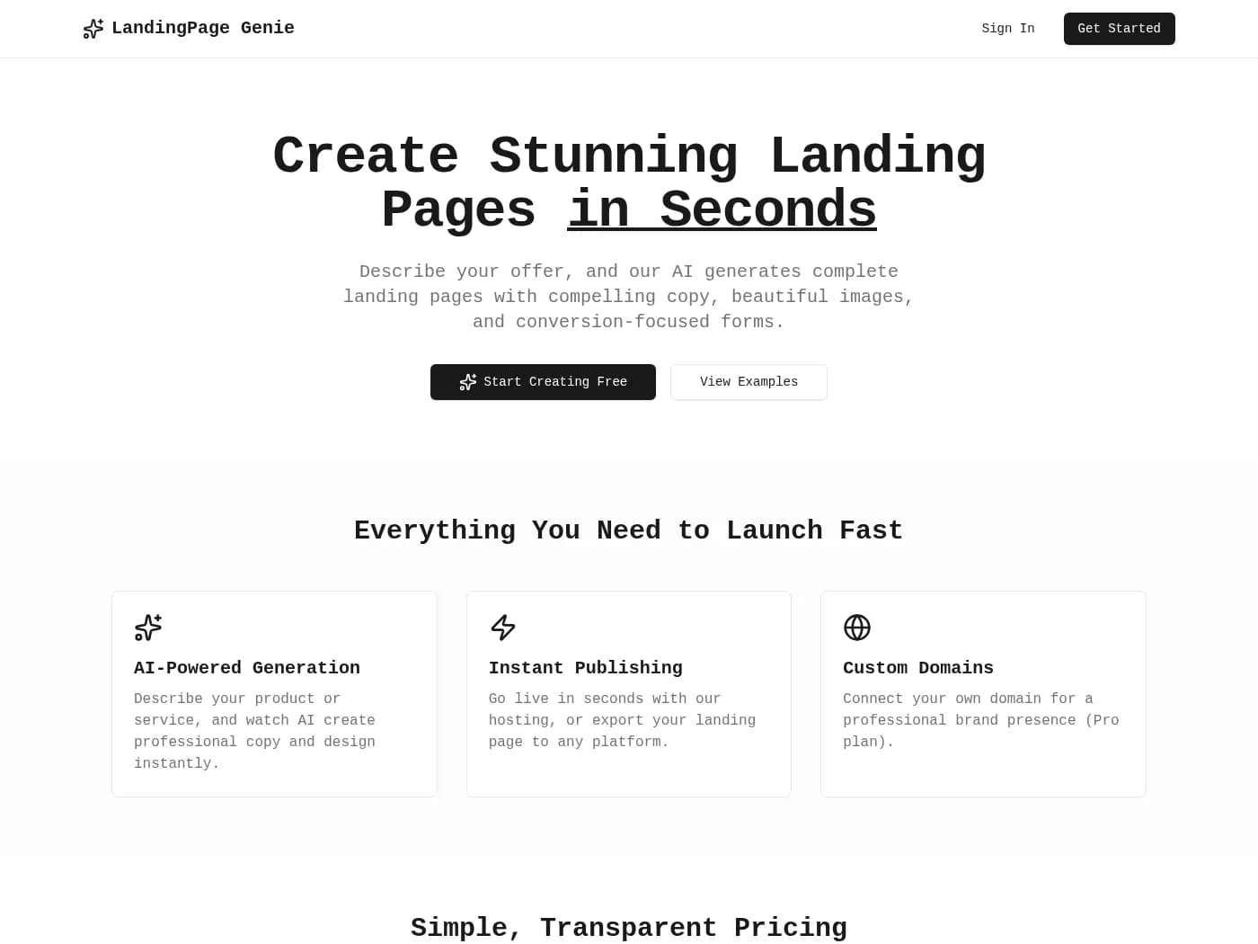 AI LandingPage Genie