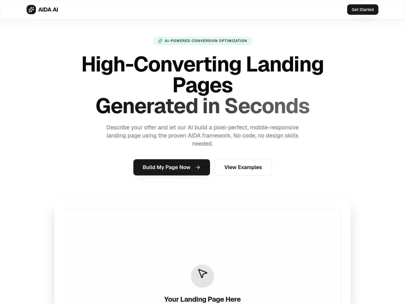 AIDA Landing Page AI