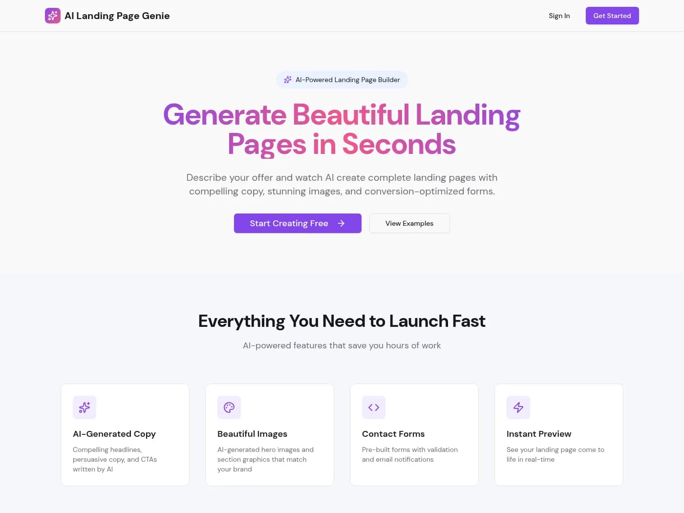 AI Landing Page Genie