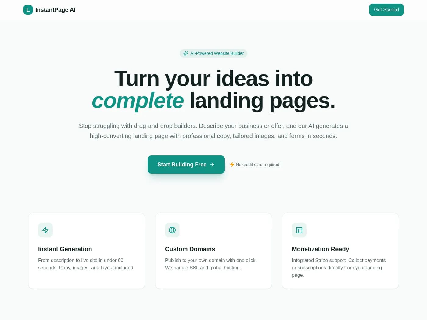 Instant Landing Page AI